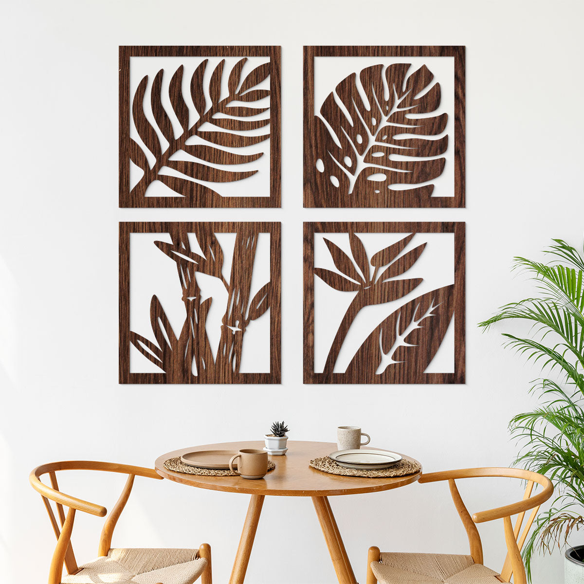 Naturaleza 4 partes - Cuadro decorativo en madera – TODO LÁSER Y 3D