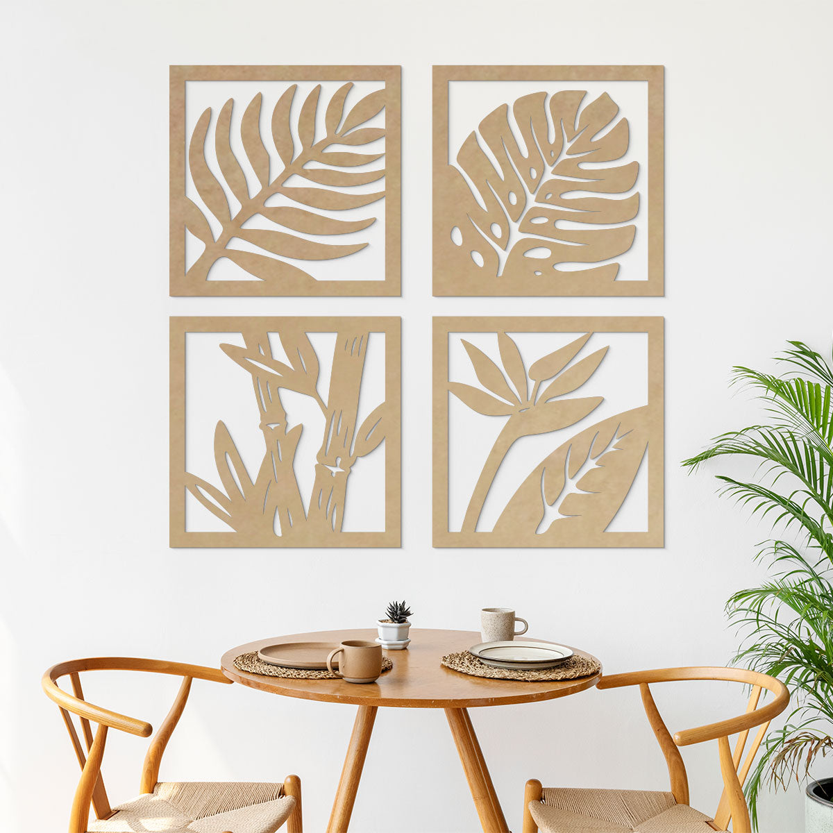 Naturaleza 4 partes - Cuadro decorativo en madera – TODO LÁSER Y 3D