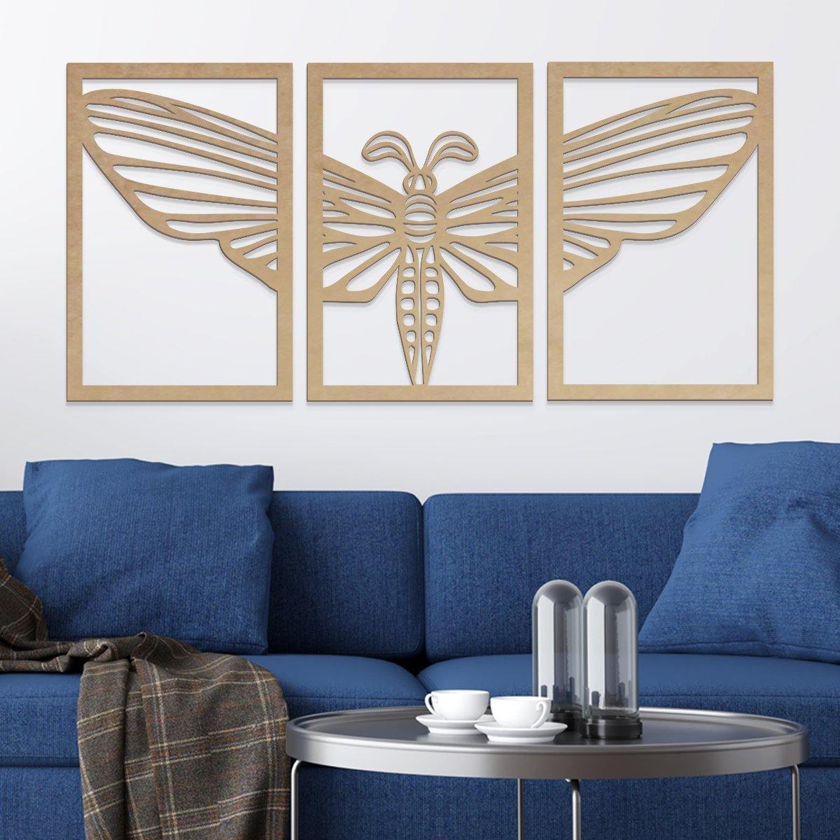 Insecto - Cuadro tríptico moderno en madera – TODO LÁSER Y 3D